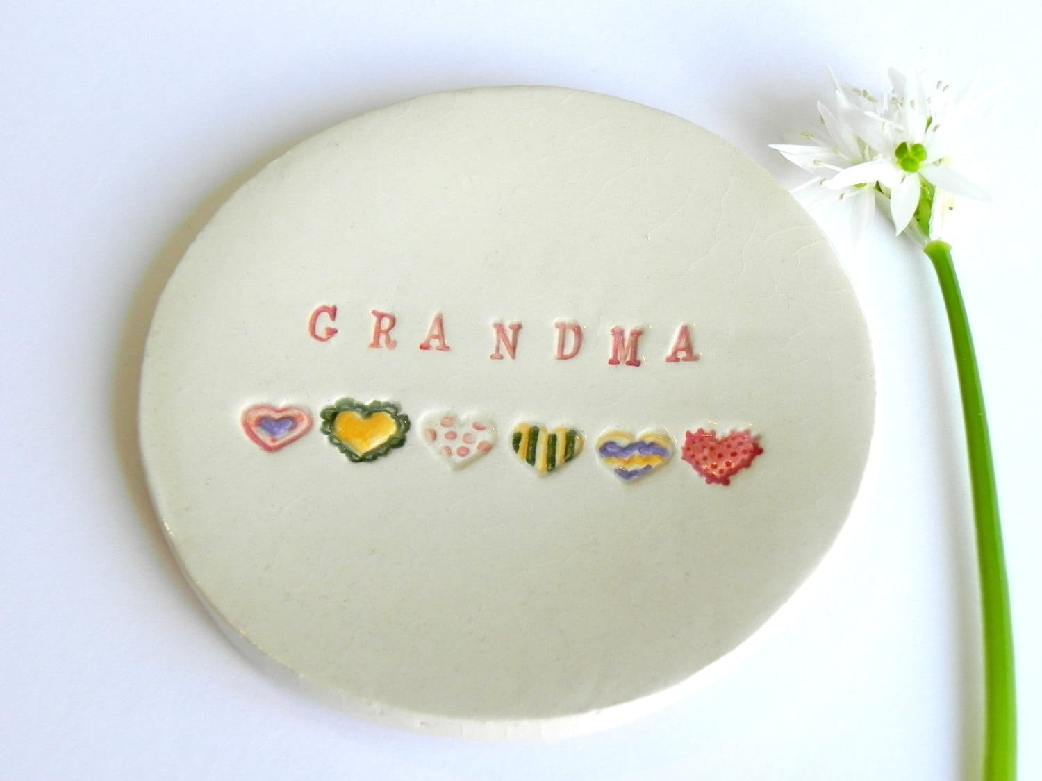 Heart Ceramic Plate Gifts for Grandma Granny White Pottery - Etsy