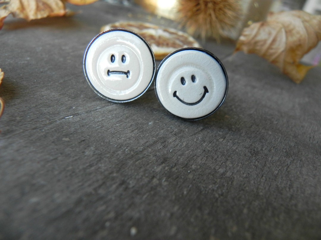 Smile Happy Face Cuff Links, Emoji Cuff Links, Sad Face Emoji Cufflinks ...