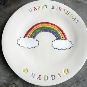 Personalized Ceramic Birthday Cake Plate, Custom Colorful Dessert Plate ...
