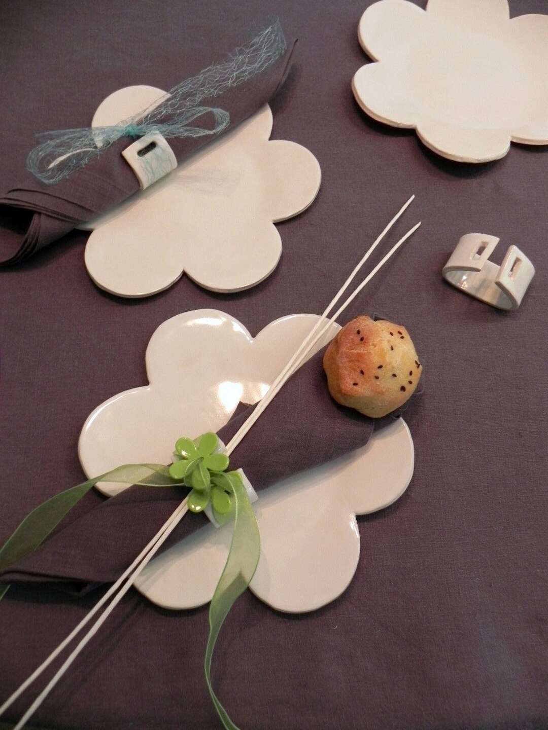 Ceramic Service Plate Snow White Flower Dessert Plate Pottery Dinner ...