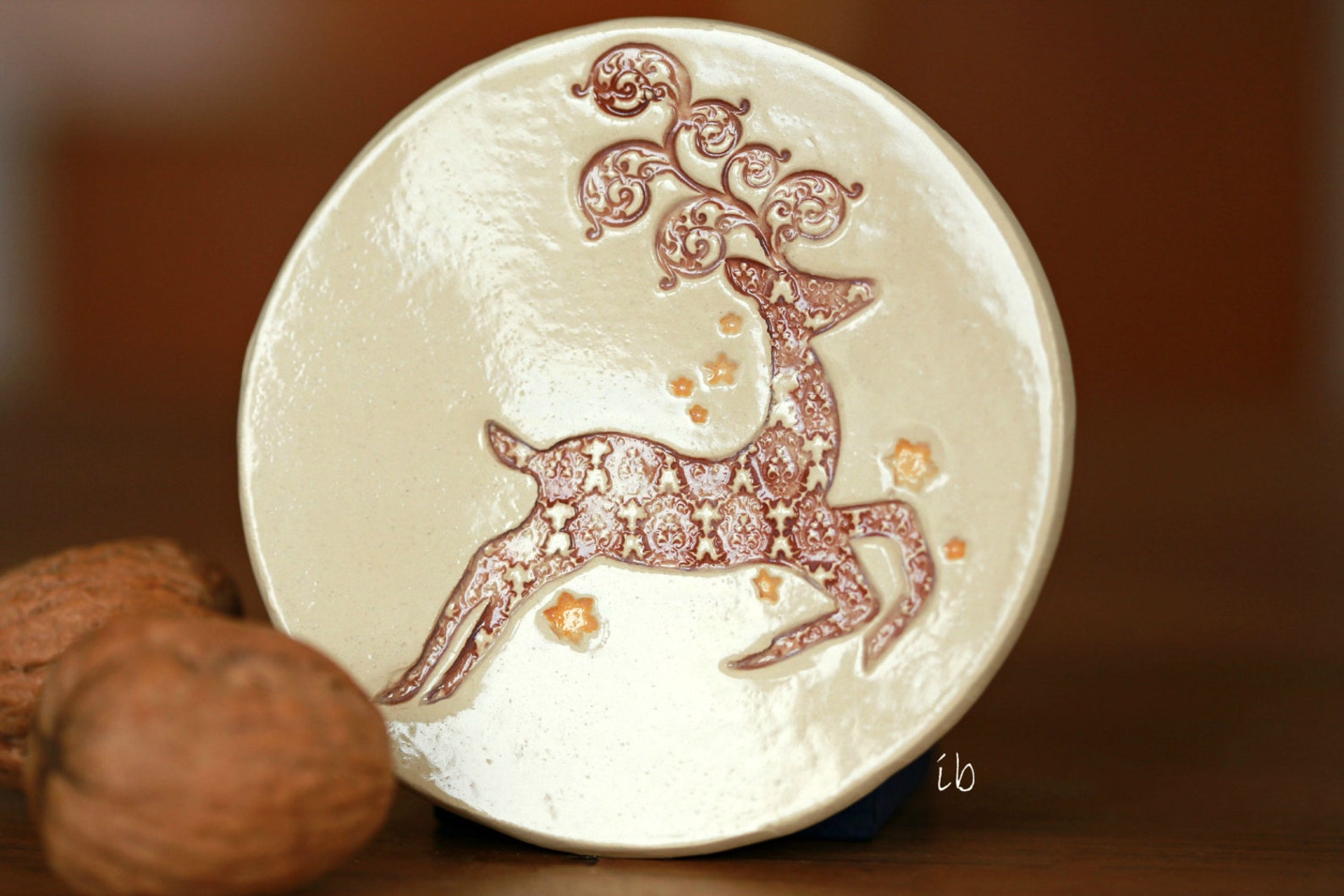 Rudolph Plate Ceramic Ring Dish Holliday Decor Lace Pottery - Etsy