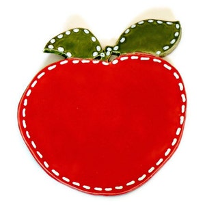 Charming Gardening, Ceramic Apple Dish, Teacher Gift, Red Fruit Plate ...