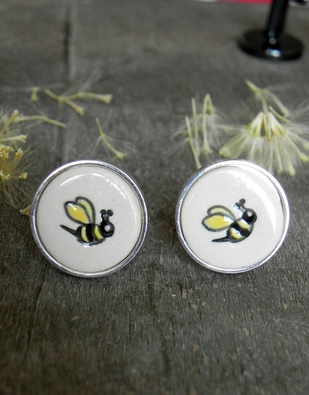 Ceramic Cuff Links Bee Unisex Cufflinks Wedding Gift Cuff Links Fathers ...