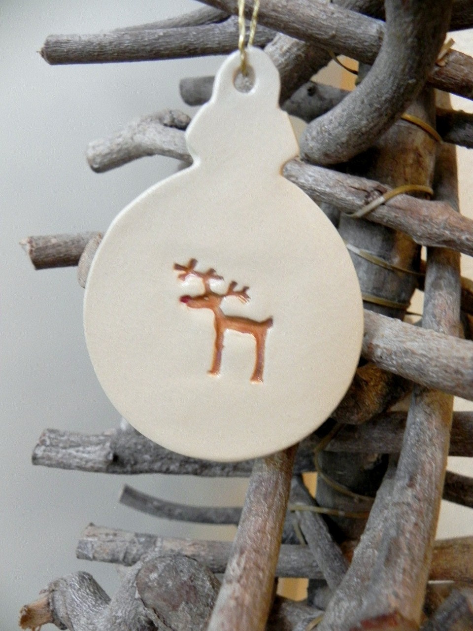 2 Christmas Ornaments Deer Decoration Rudy Pottery Reindeer - Etsy