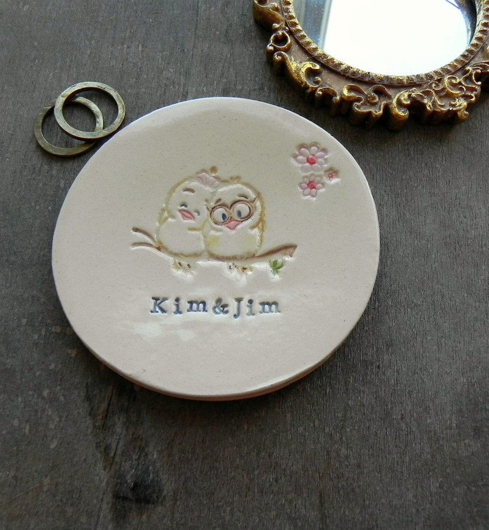Personalized Little Birds Wedding Ring Holder Bird Couple - Etsy