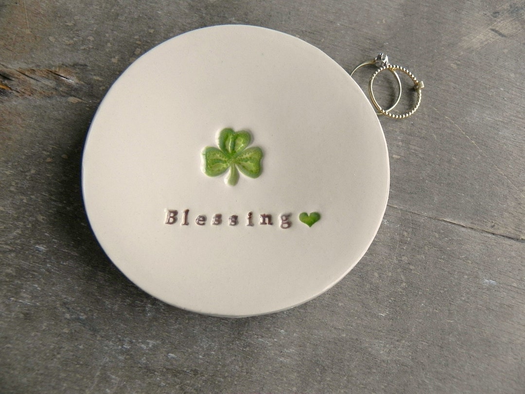 Custom Shamrock Plate, St. Patrick Decor 4 Leaf Clover Pottery Dish ...