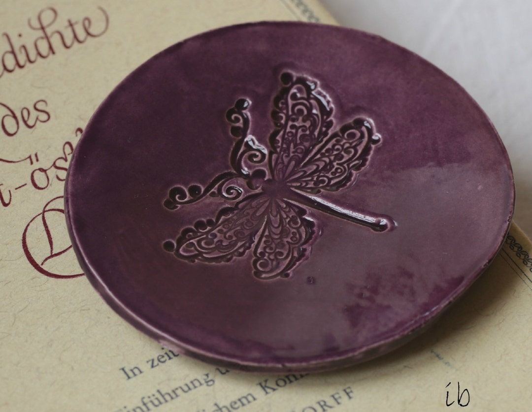 Purple Dragonfly Plate Ceramic Ring Dish Eco Friendly Pottery Plate - Etsy