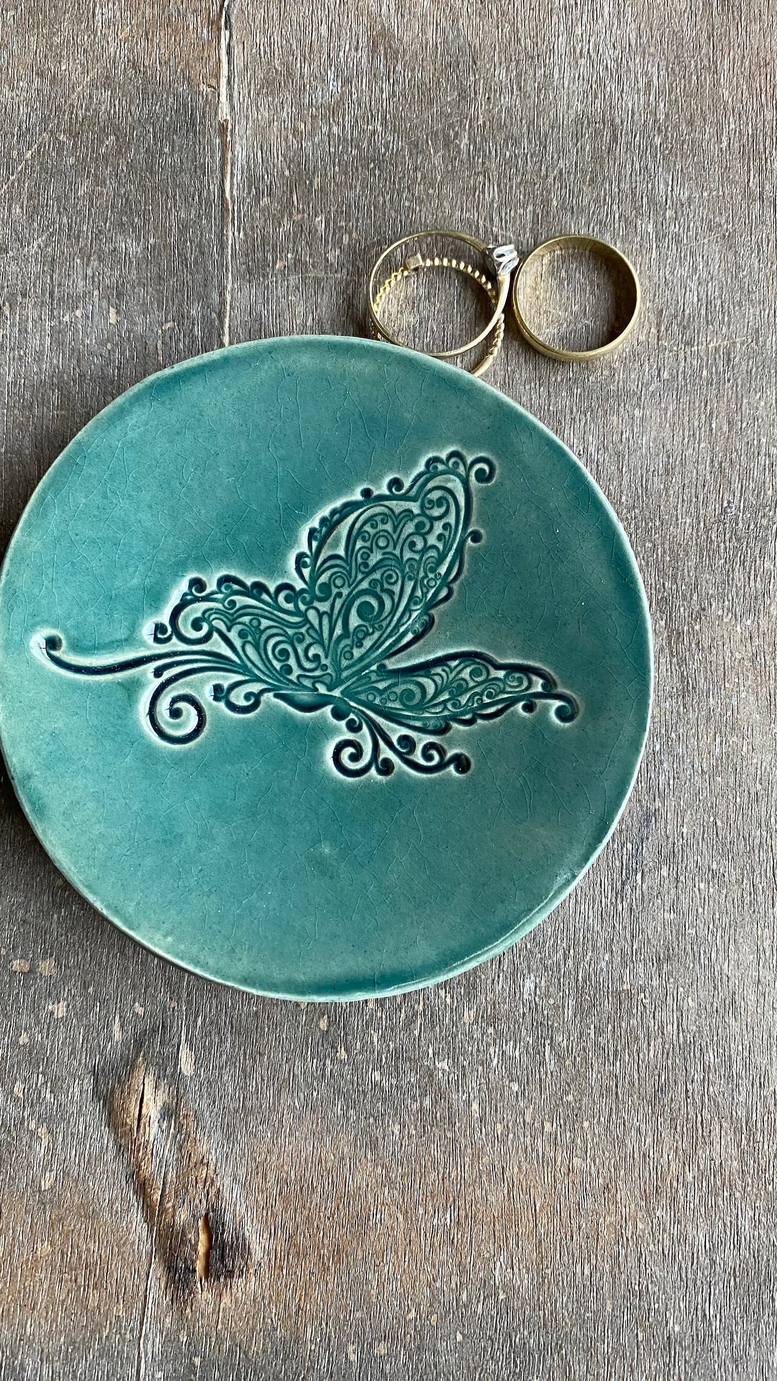 Butterfly Ceramic Ring Dish Lace Pattern Butterfly Pottery - Etsy