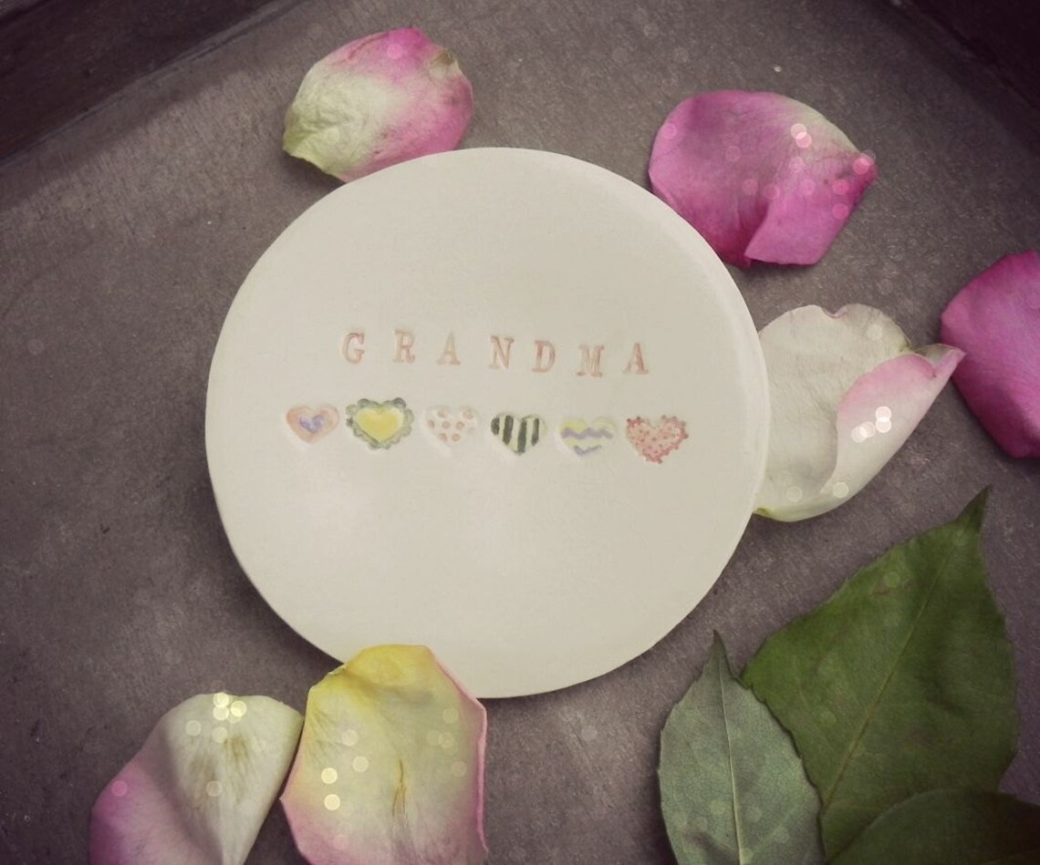 Heart Ceramic Plate Gifts for Grandma Granny White Pottery - Etsy