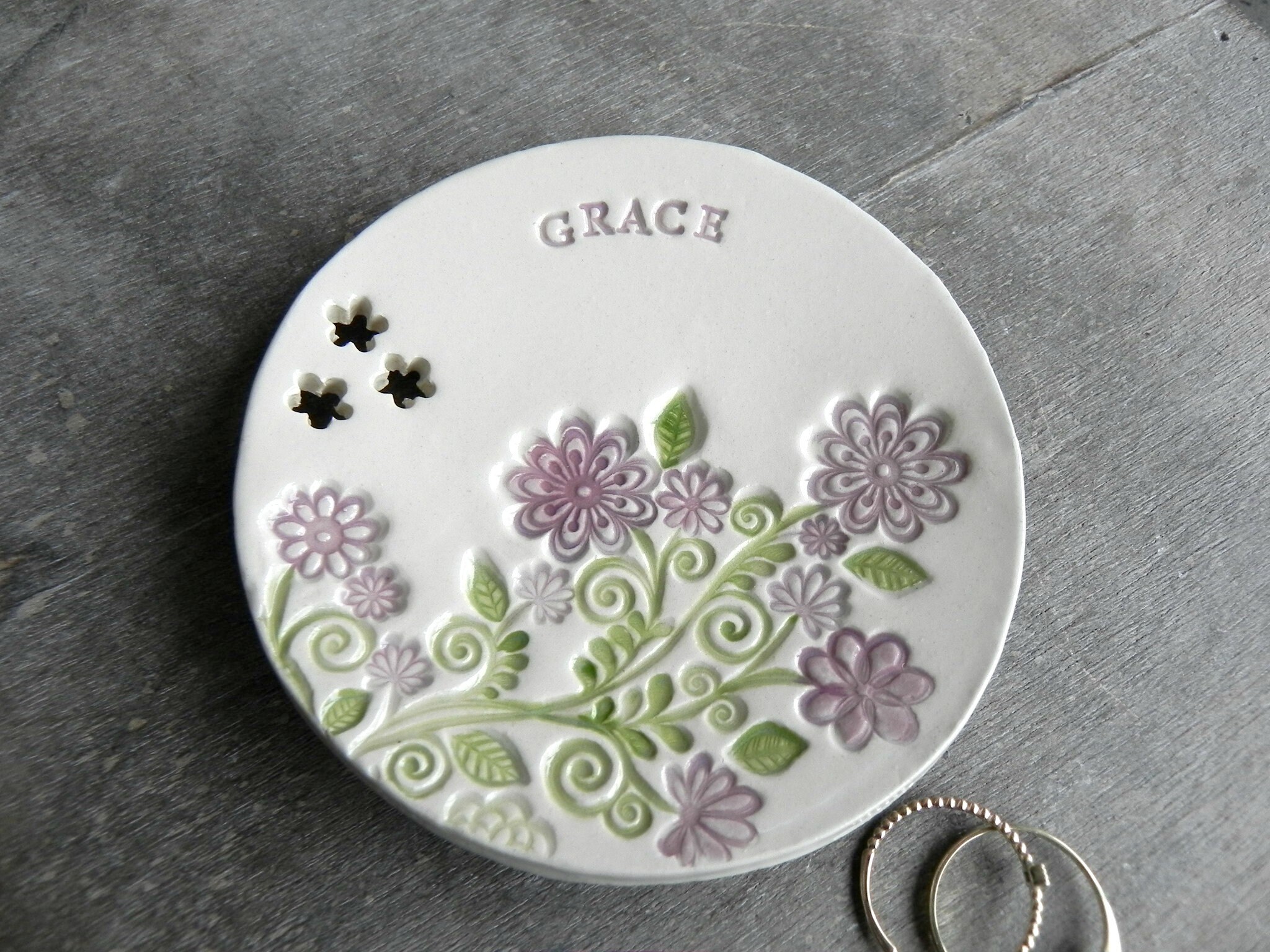 Personalized Flower Handmade Trinket Dish Bridal Shower | Etsy Australia