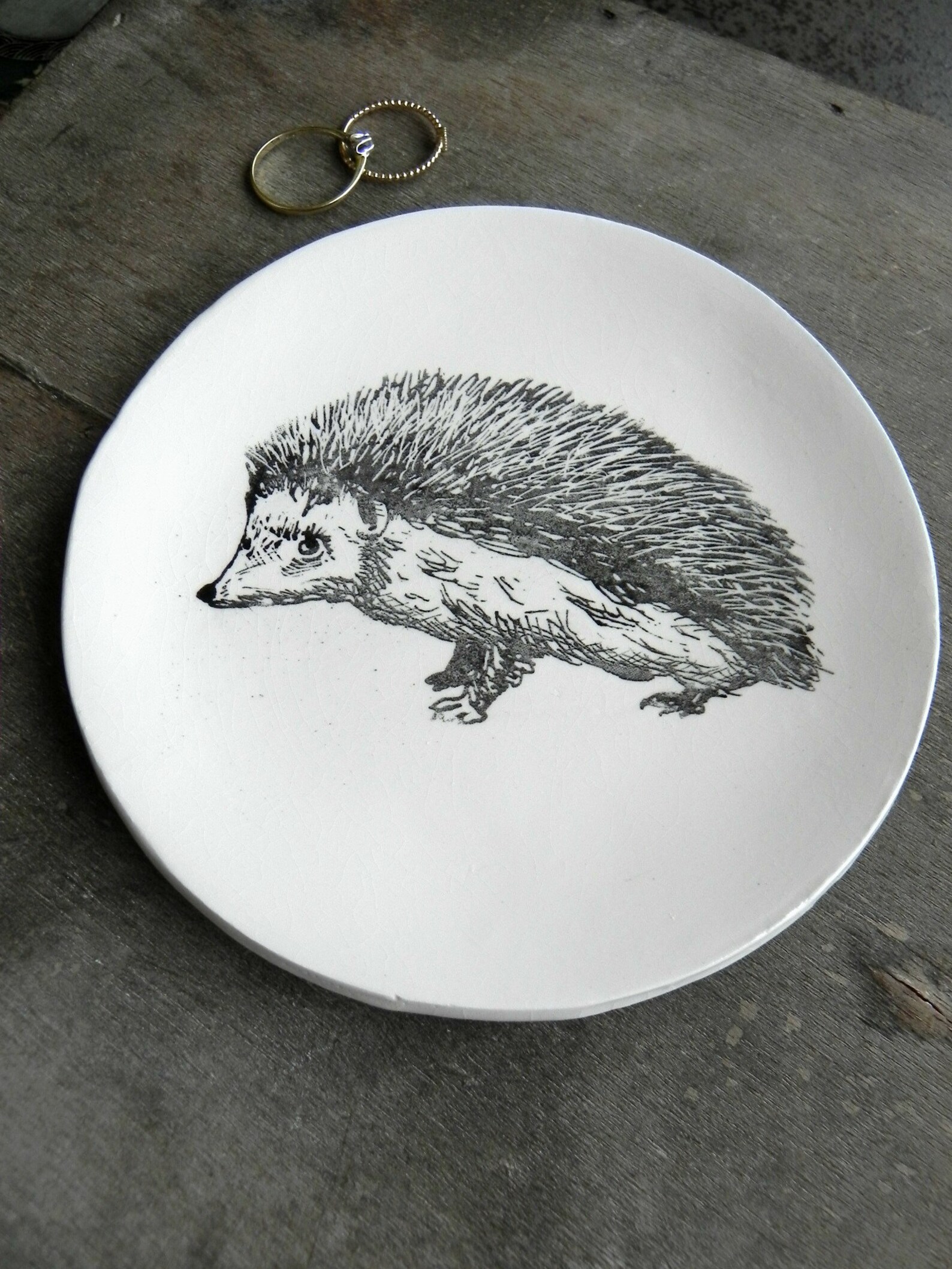Hedgehog Porcelain Ring Dish, Animal Ceramic Plate, Woodland Jewelry ...