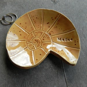 Nautilus Shell Ceramic Trinket Dish, Personalized Coastal Beach ...