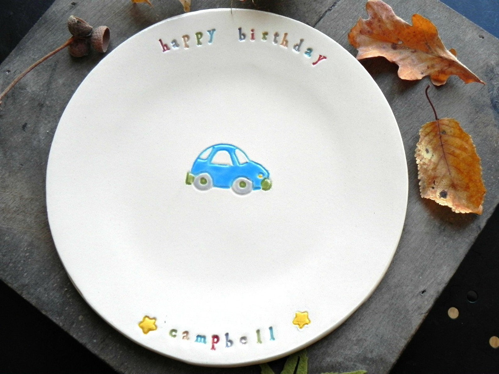 Personalized Ceramic Birthday Plate Custom Colorful Dessert - Etsy