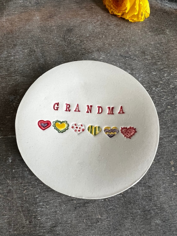 Heart Ceramic Plate Gifts for Grandma Granny White Pottery - Etsy