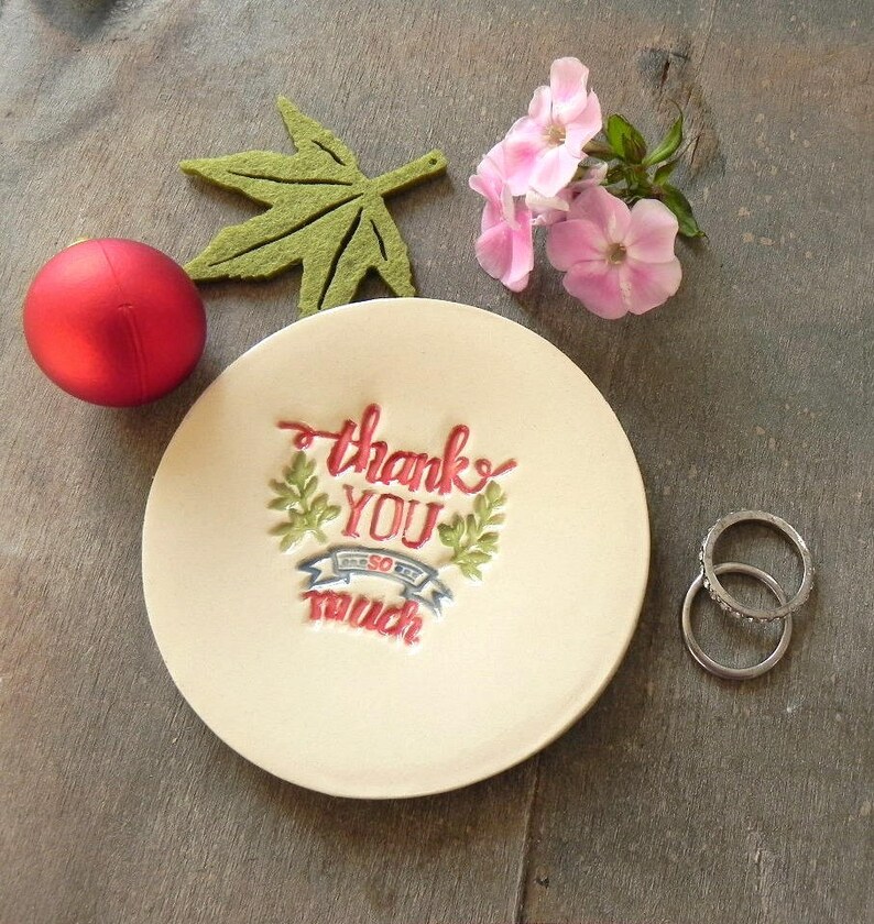 Thank You so Much Ceramic Ring Dish Positive Message Pottery - Etsy