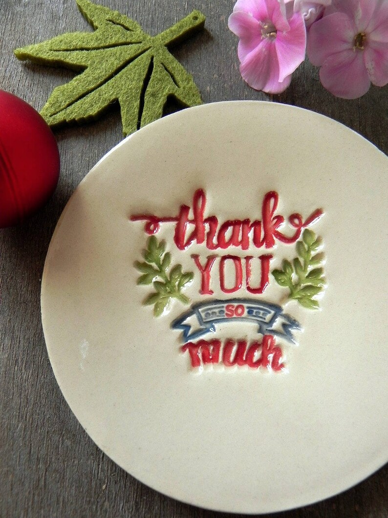 Thank You so Much Ceramic Ring Dish Positive Message Pottery - Etsy