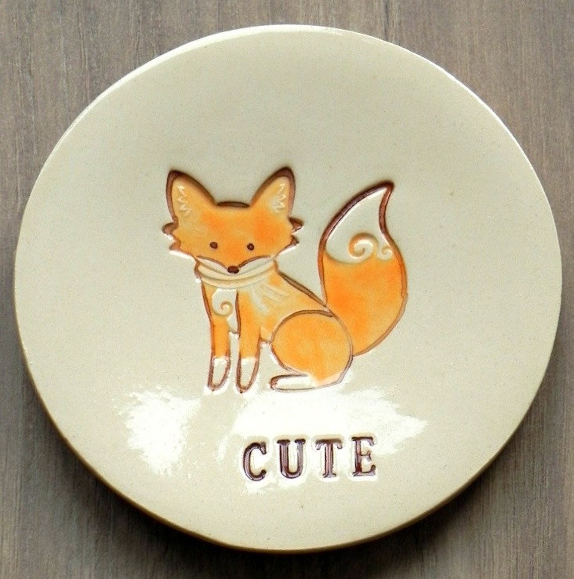 Personalized Cute Fox Plate Orange Sly Fox Pottery Ring Holder - Etsy