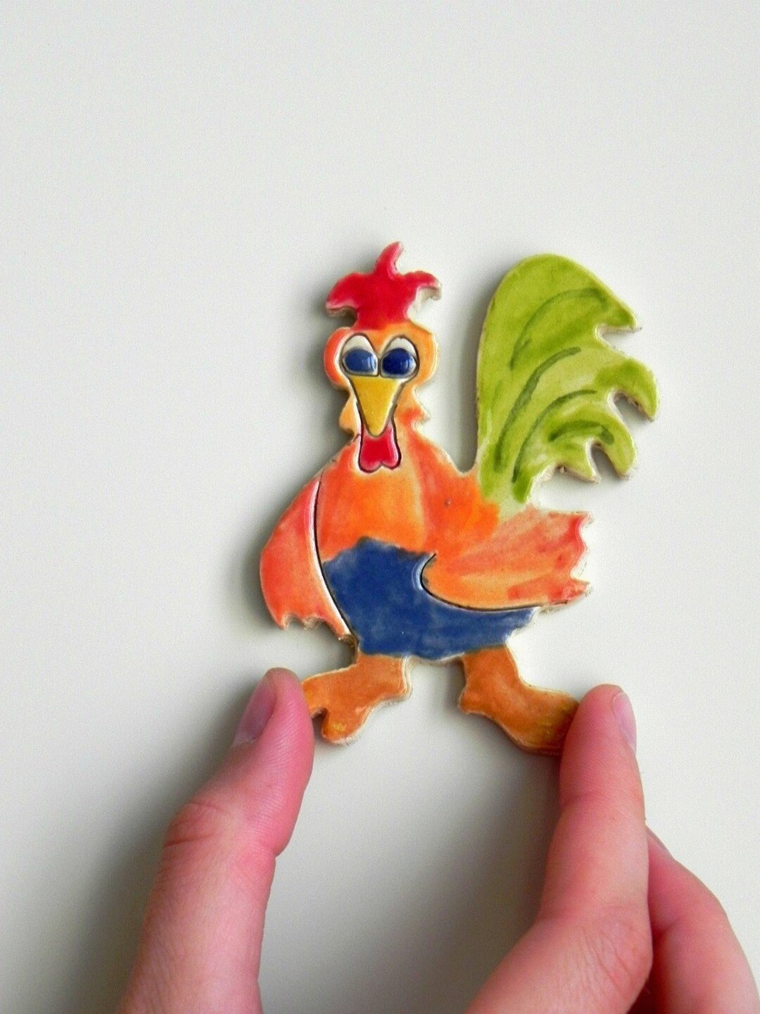 Rooster Ceramic Mosaic Tile, Colorful Bird Farmhouse Pottery, Country ...