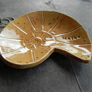 Nautilus Shell Ceramic Trinket Dish, Personalized Coastal Beach ...