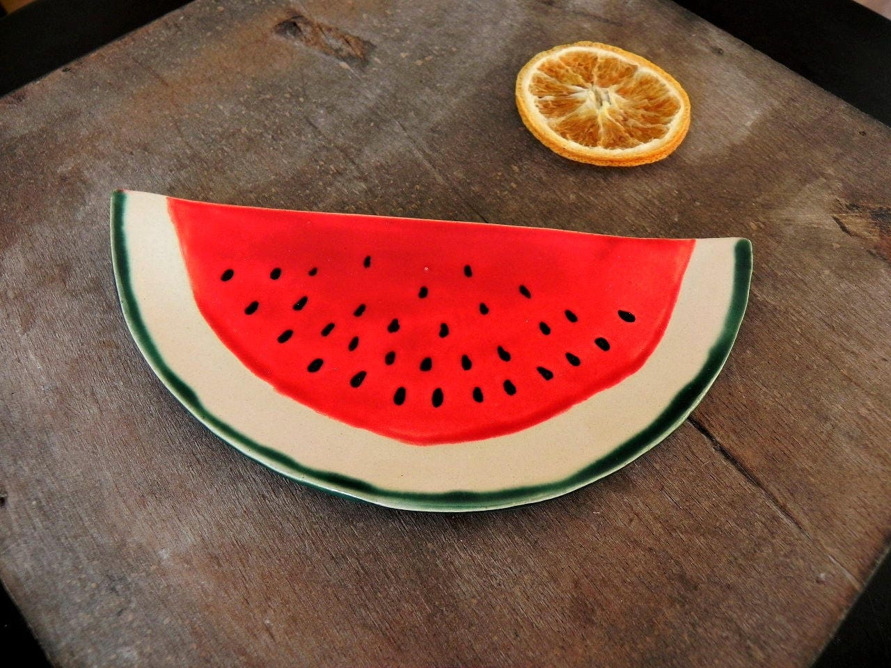 Watermelon Ceramic Trinket Plate Foodie Gift Vegan Gift | Etsy