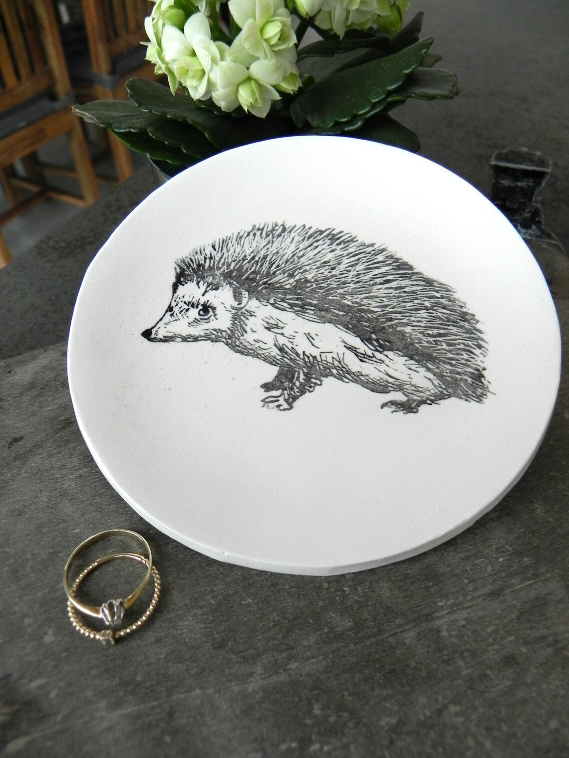 Hedgehog Porcelain Ring Dish Animal Ceramic Plate Woodland | Etsy