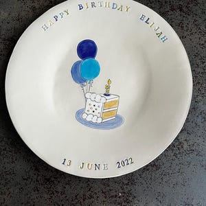 Personalized Ceramic Ballon Birthday Cake Plate, Custom Colorful ...