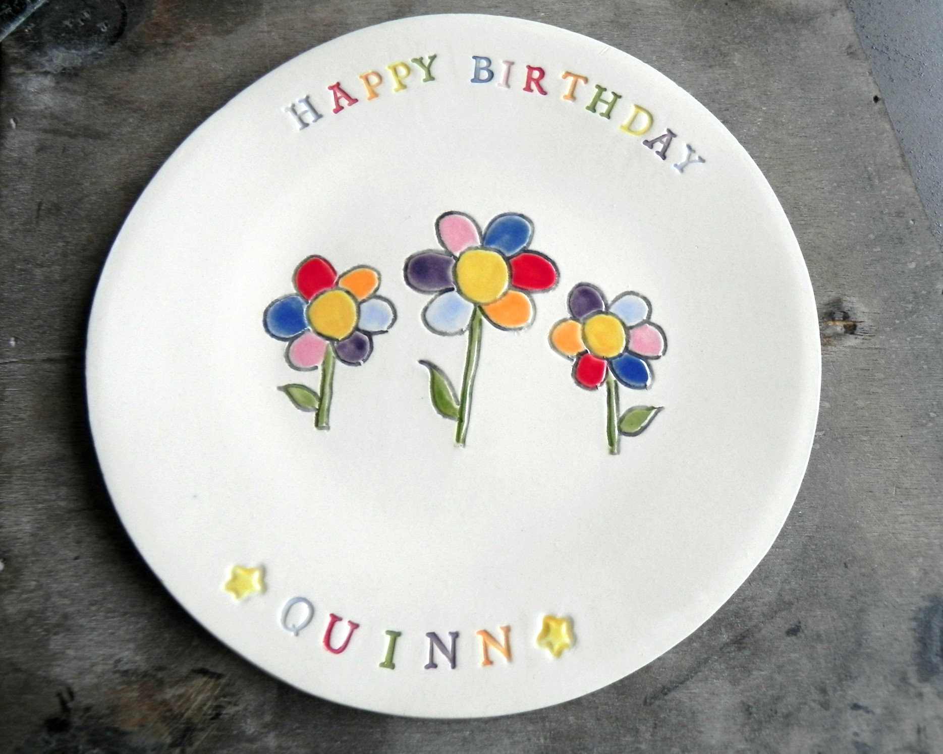 Personalized Ceramic Birthday Cake Plate Custom Colorful - Etsy UK