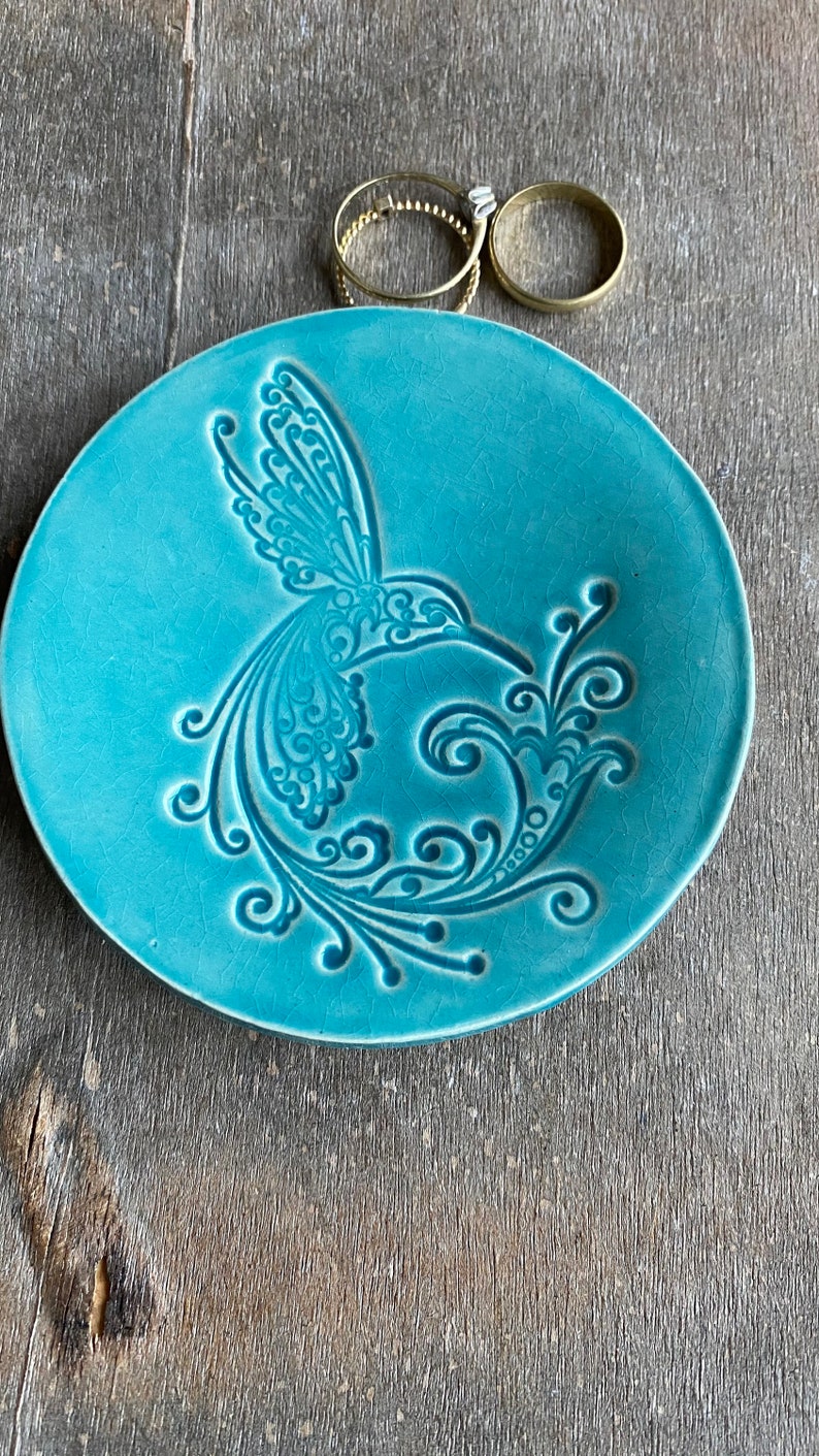 Turquoise Ceramic Ring Dish Hummingbird Bird Caribbean Blue - Etsy