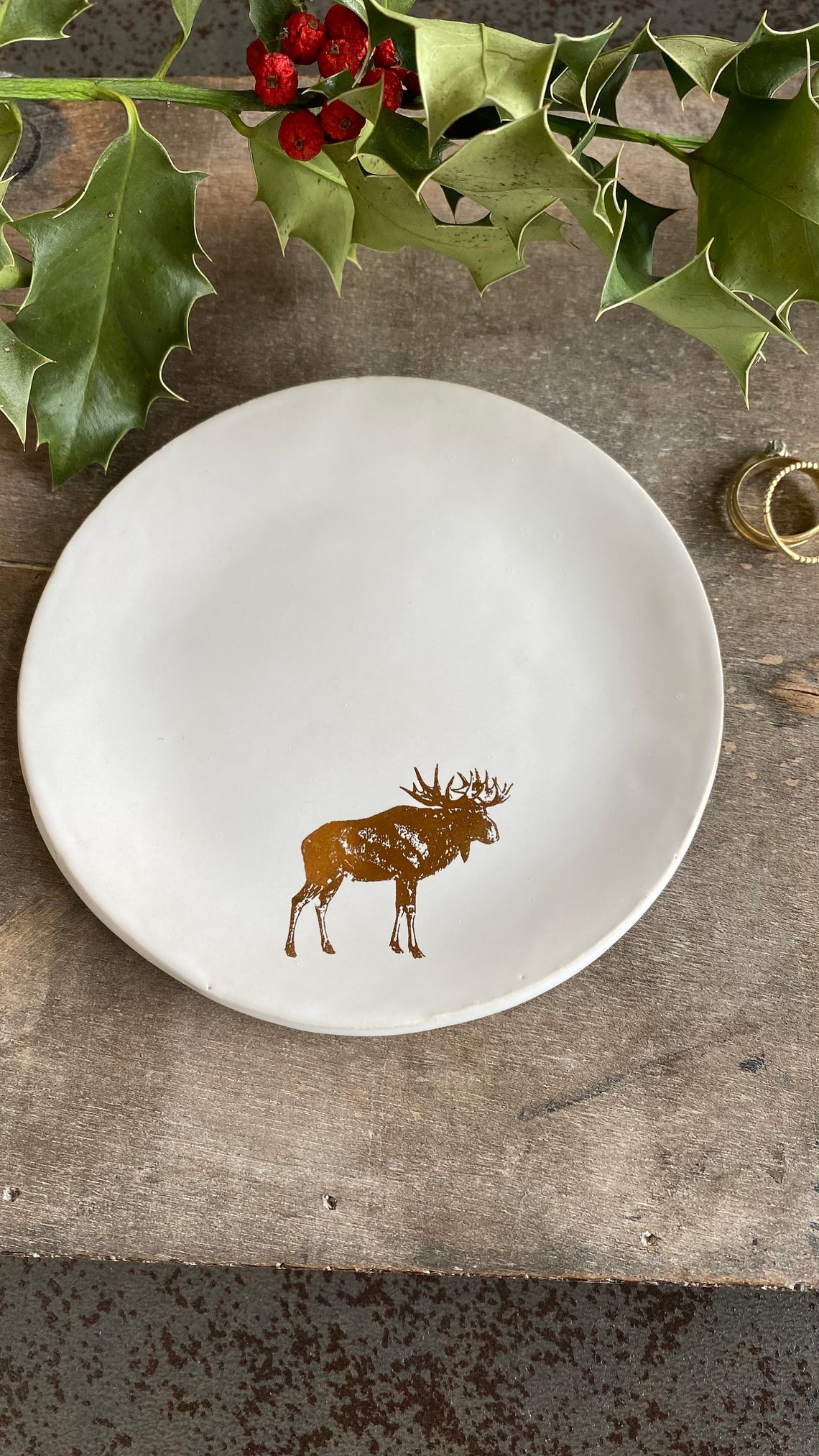 Gold Deer Moose Elk Plate Woodland Christmas Ring Holder - Etsy