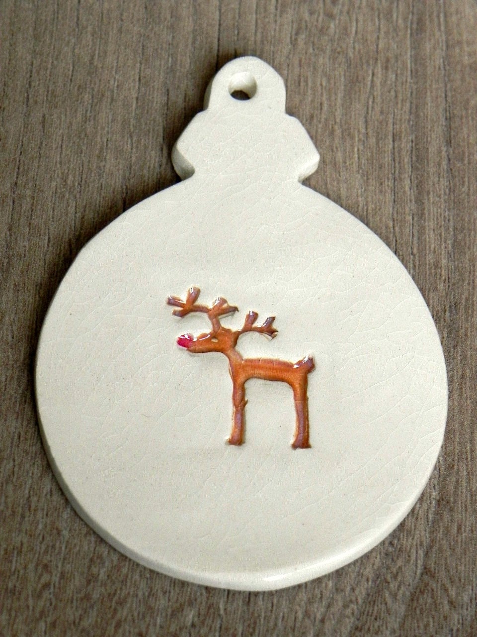 2 Christmas Ornaments Deer Decoration Rudy Pottery Reindeer - Etsy