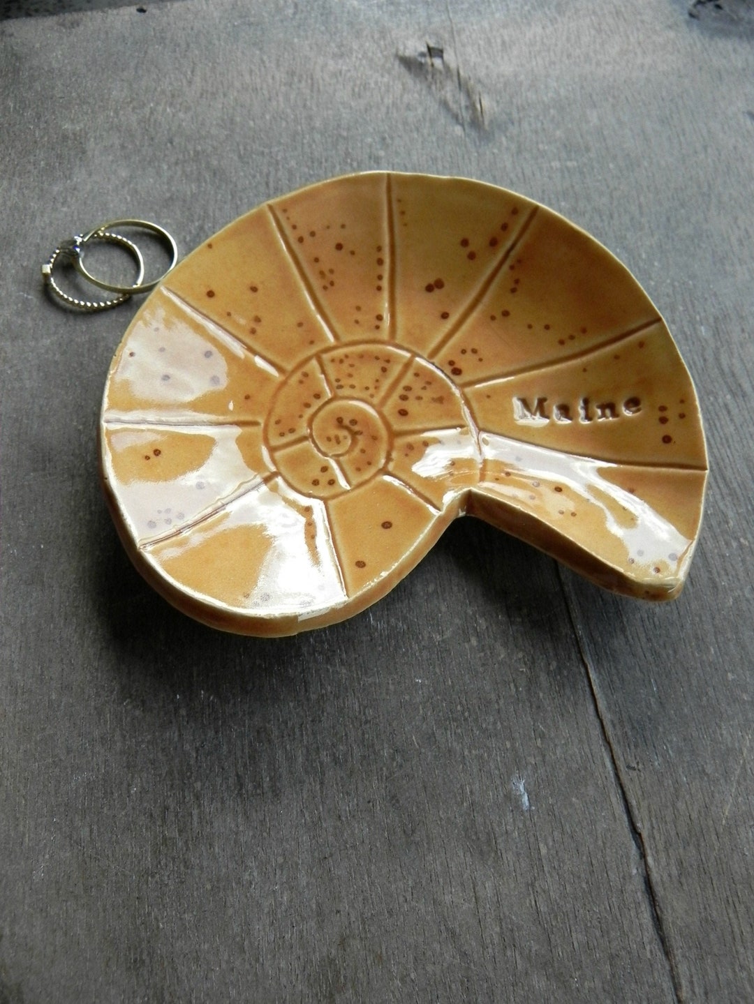 Nautilus Shell Ceramic Trinket Dish, Personalized Coastal Beach ...