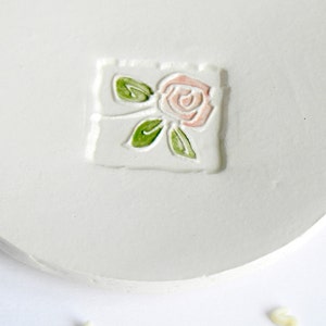 Ceramic Dish Rose Ring Holder Wedding Favors White Pottery Plate - Etsy