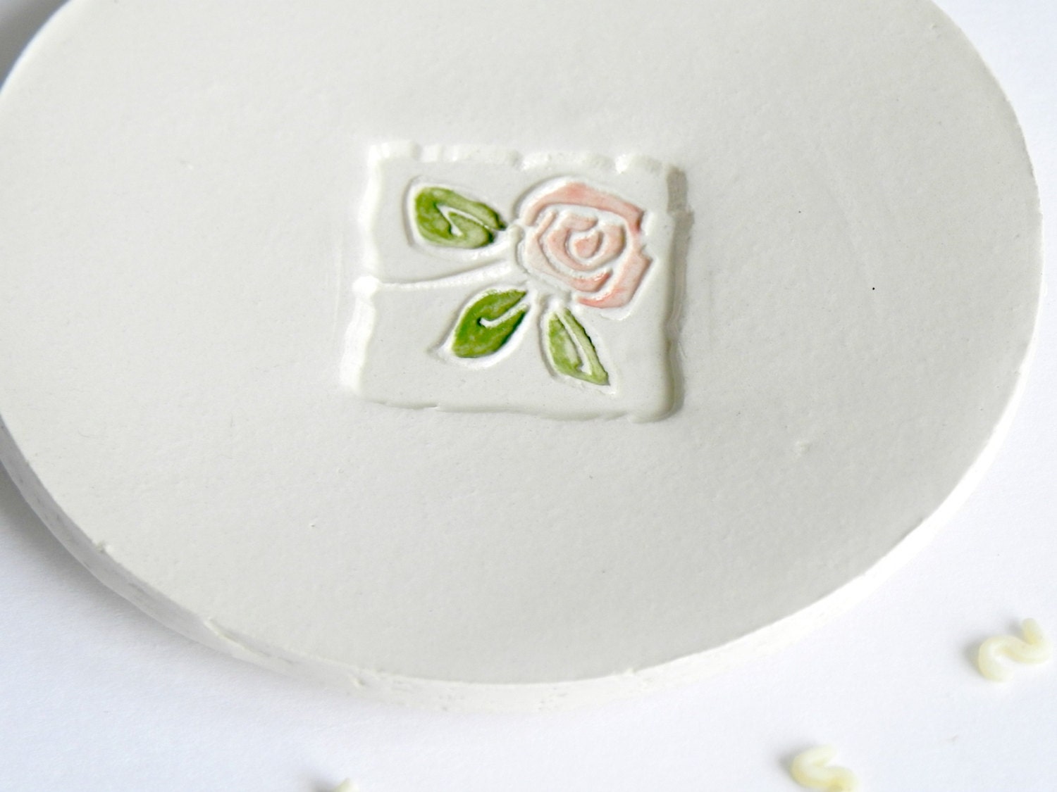 Ceramic Dish Rose Ring Holder Wedding Favors White Pottery | Etsy