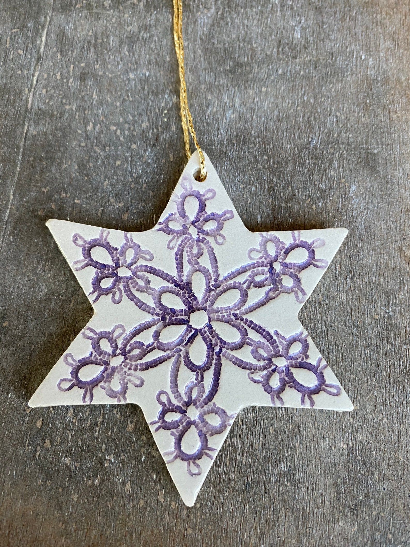 Celestial Christmas Ornaments, a Pair of Blue Lace Star and Circle ...