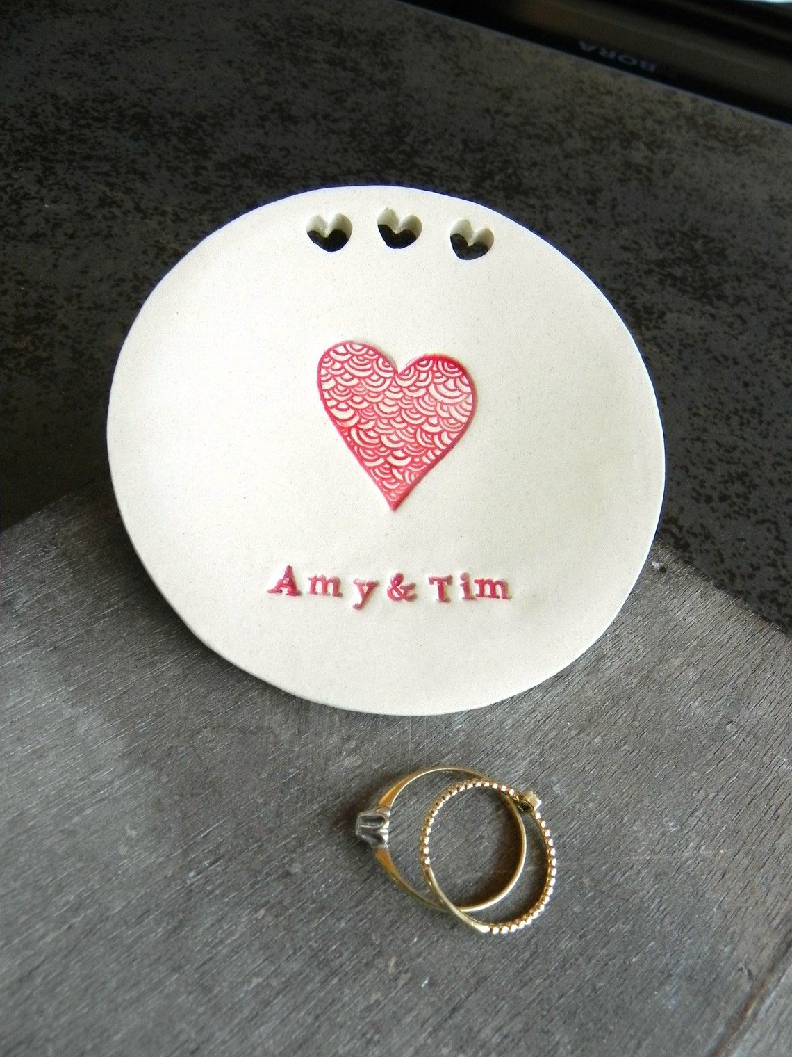 Personalized Red Heart Ceramic Ring Dish Custom Trinket Dish - Etsy