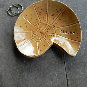 Nautilus Shell Ceramic Trinket Dish, Personalized Coastal Beach ...