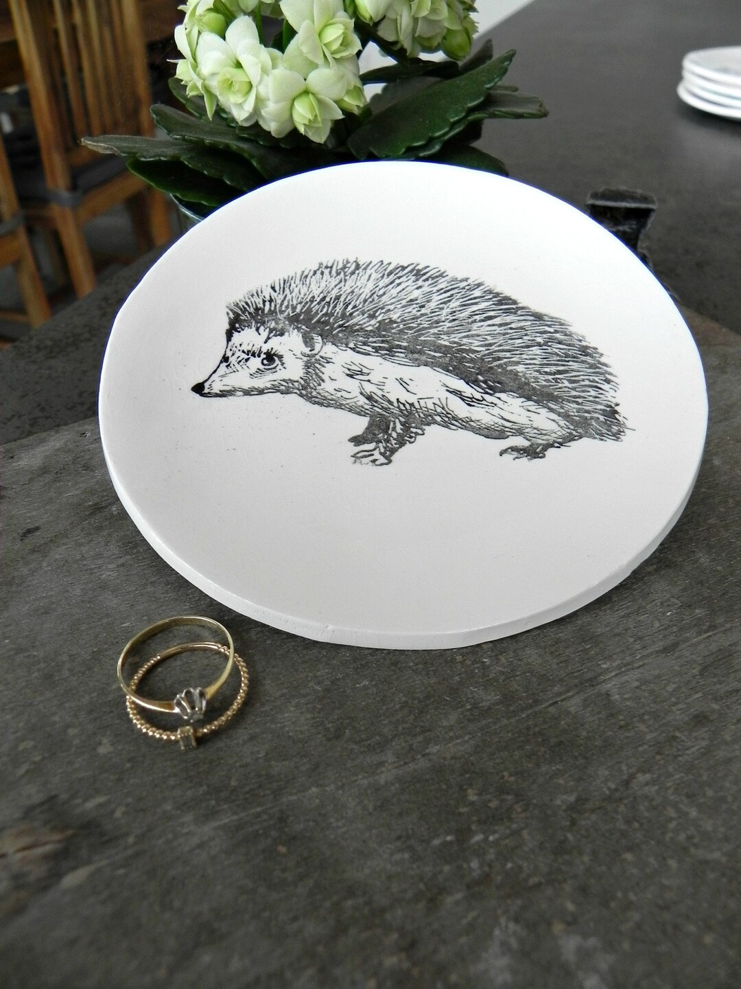 Hedgehog Porcelain Ring Dish, Animal Ceramic Plate, Woodland Jewelry ...