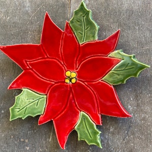 Poinsettia Ceramic Ring Dish, Red Flower Pottery, Jewelry Plate, Home ...