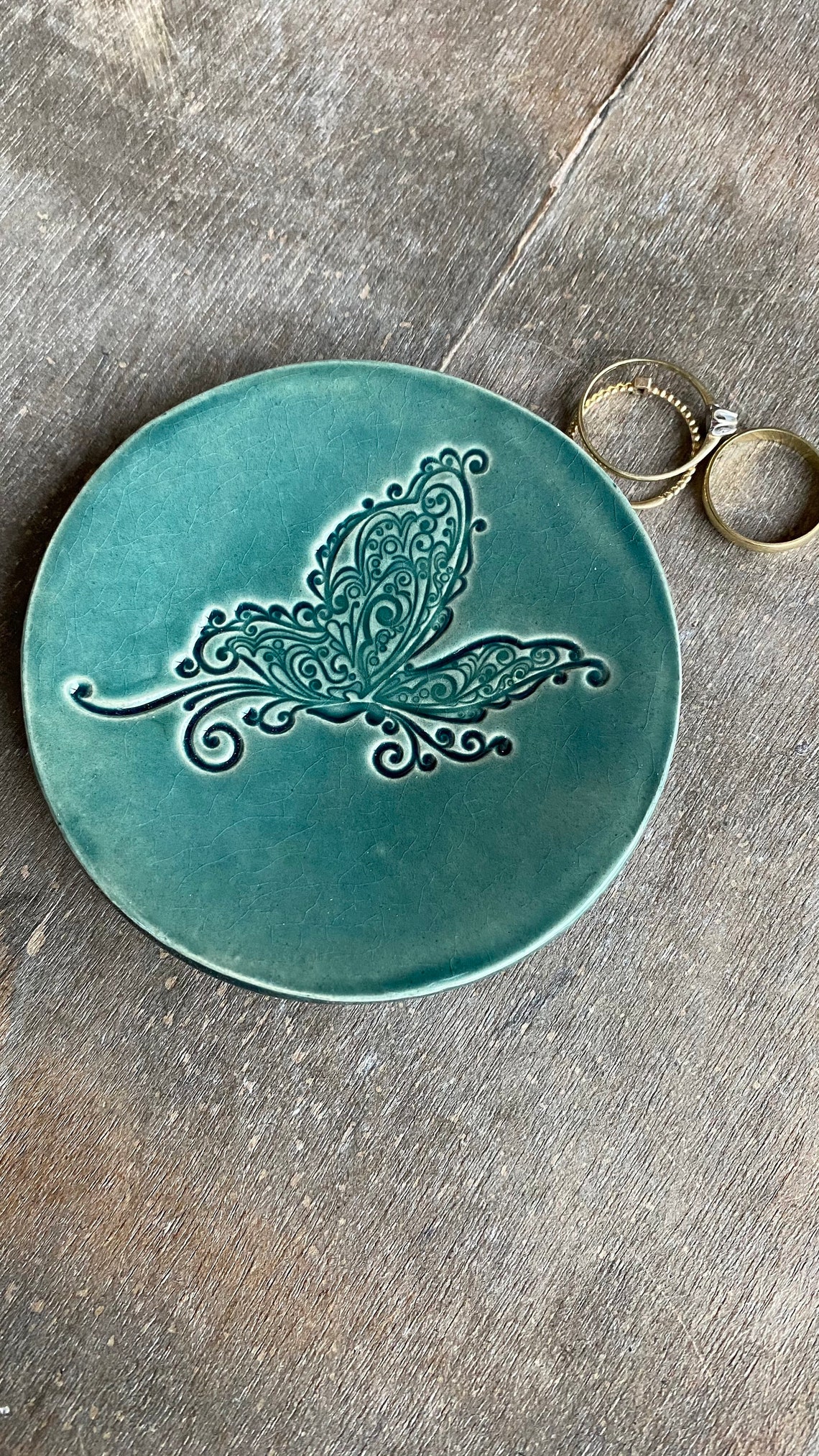 Butterfly Ceramic Ring Dish Lace Pattern Butterfly Pottery - Etsy