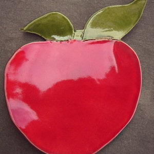 Charming Gardening, Ceramic Apple Dish, Teacher Gift, Red Fruit Plate ...