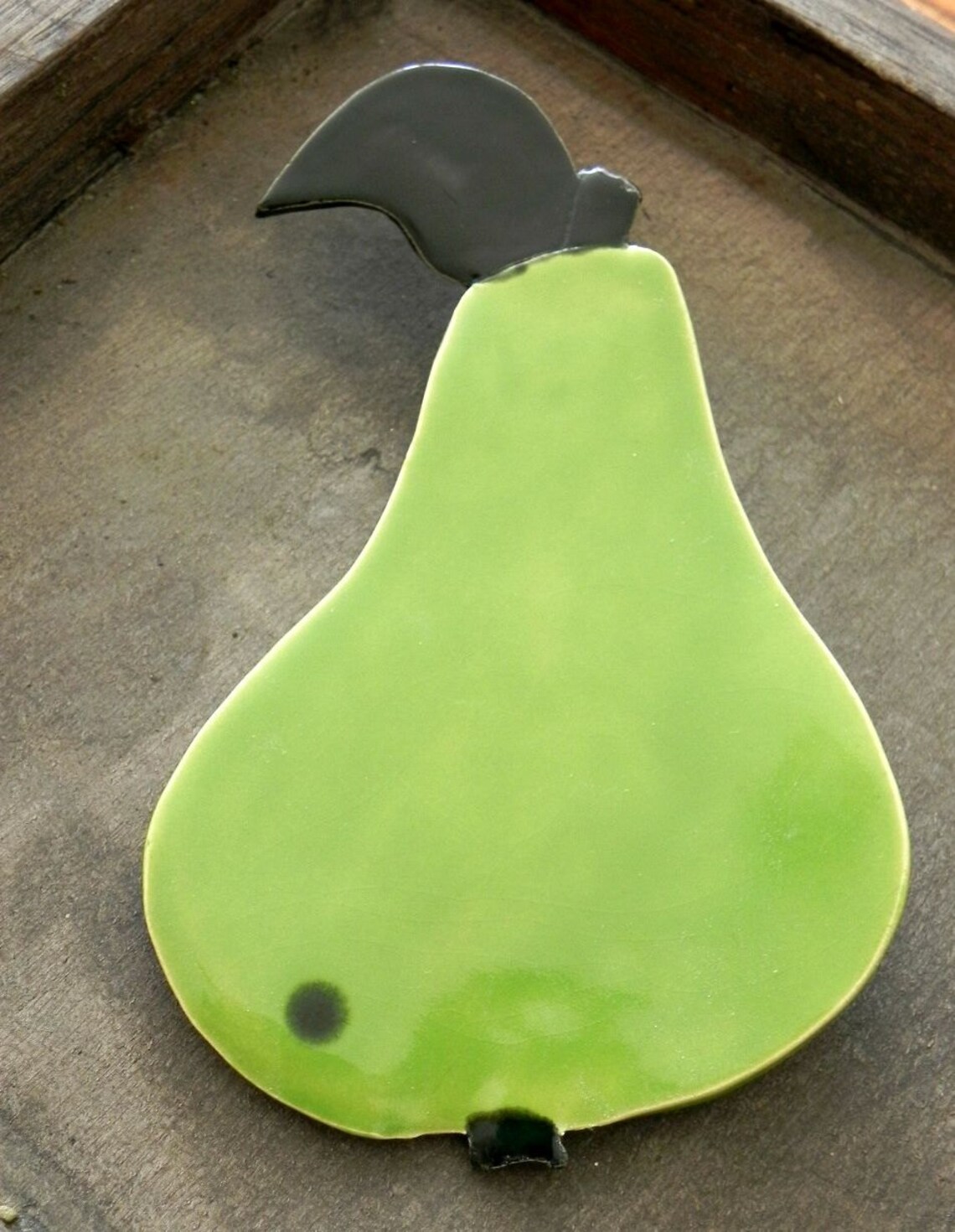 Ceramic Pear Plate Green Dish Fruit Spoon Rest Eco Friendly | Etsy