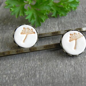 Porcelain Dandelion Bobby Pins, Boho Ceramic Hair Pins, Set of 2 Nature ...