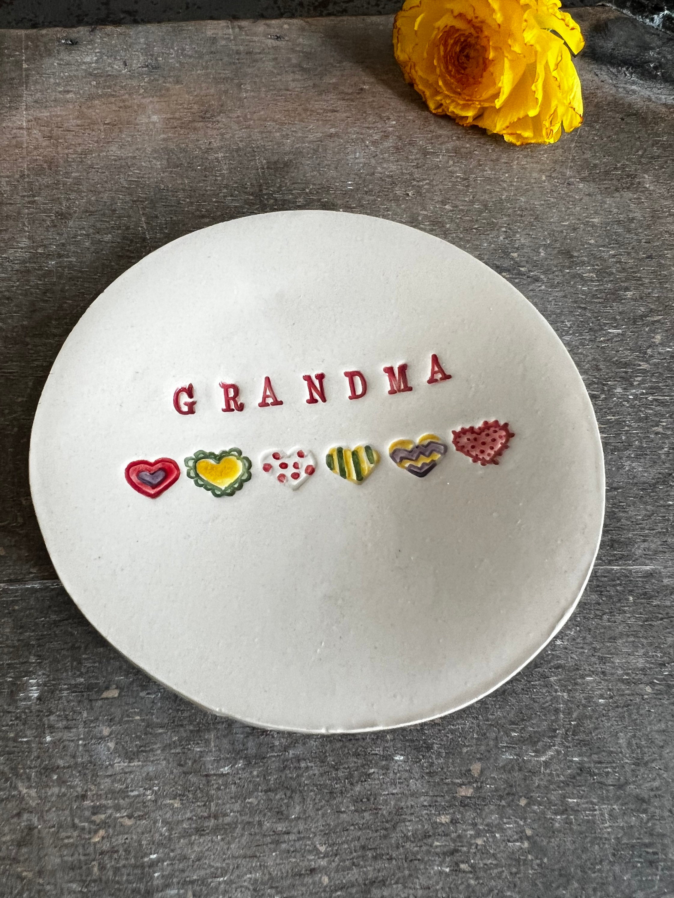 Heart Ceramic Plate Gifts for Grandma, Granny White Pottery Dish ...