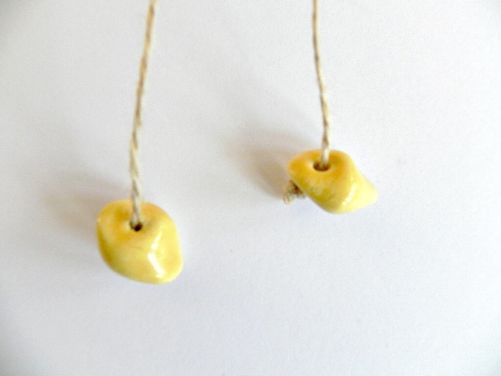 Yellow Chicken Ceramic Ornament Animal Pottery Red Dots Eco - Etsy