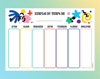 4 calendriers, semainiers pour enfants à imprimer, planning ...