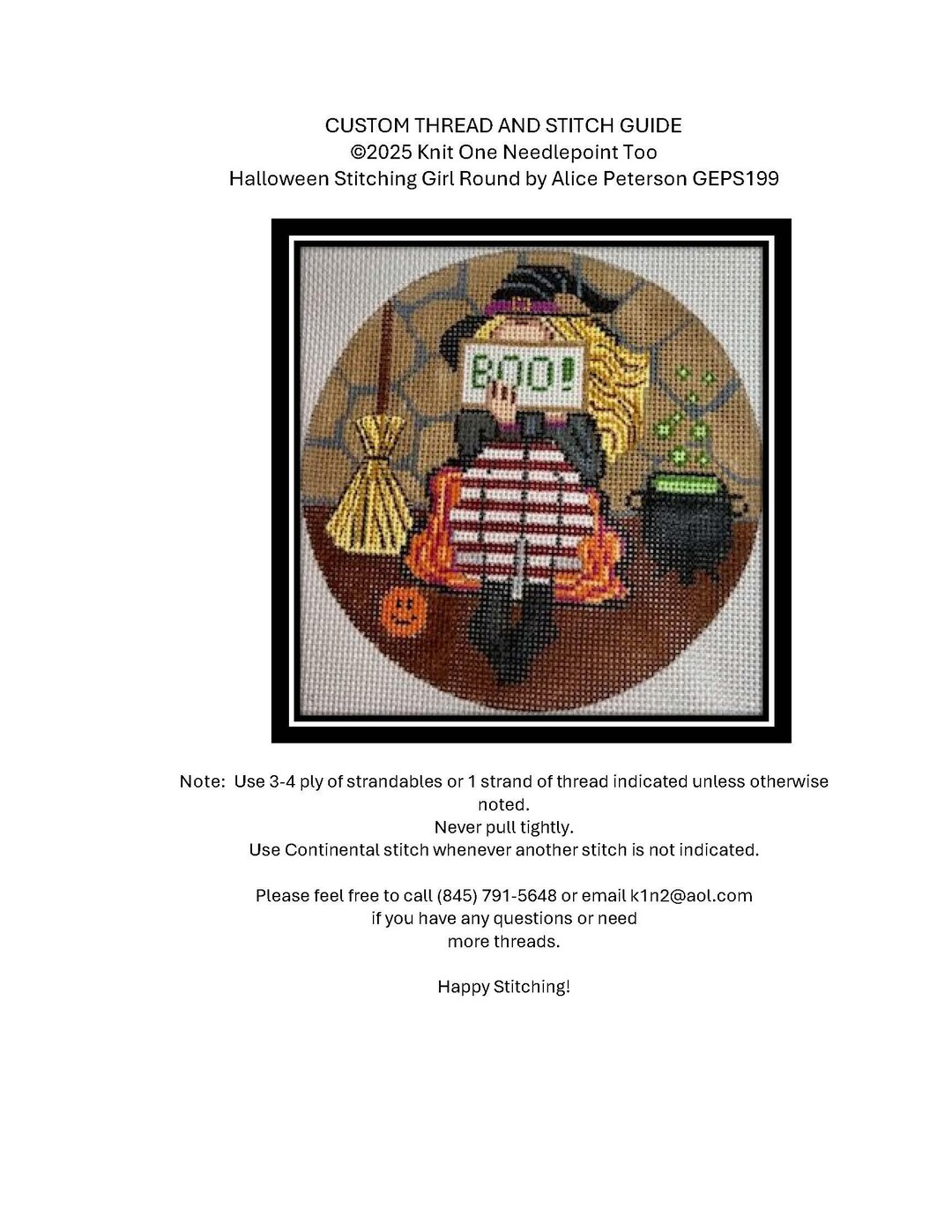Stitch Guide for Halloween Round Stitching Girl by Gayla Elliott ...