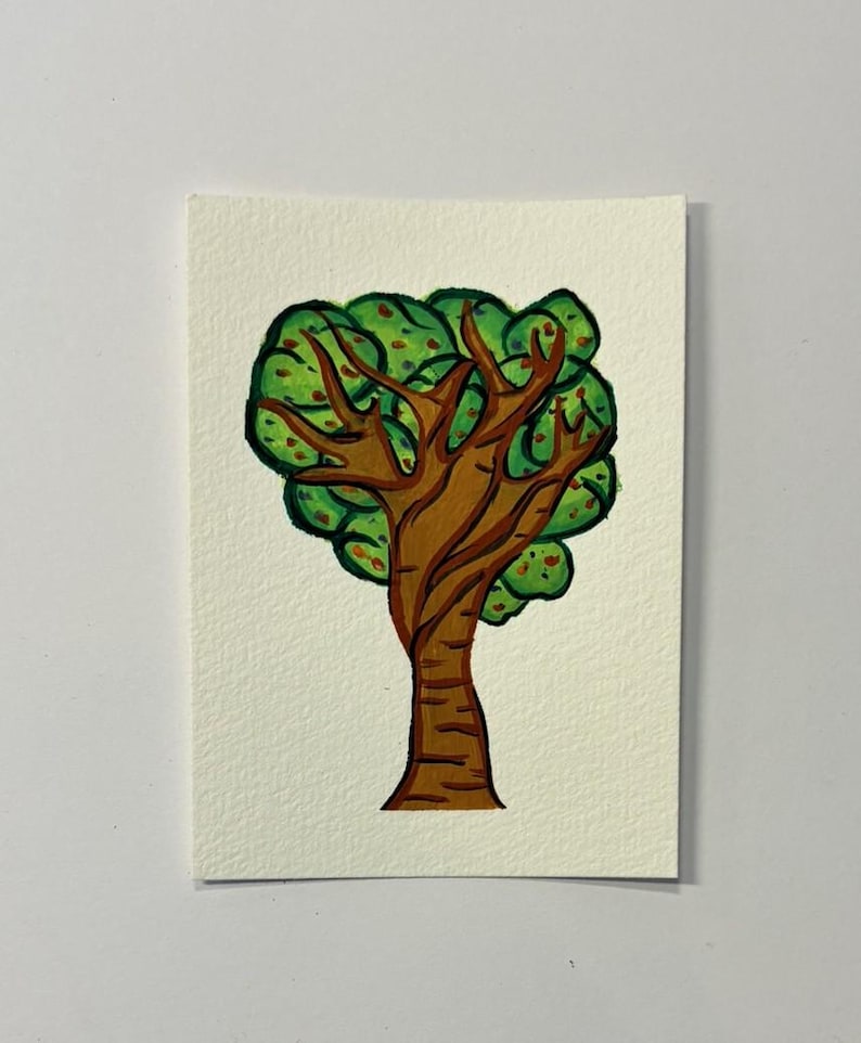 Ancient Apple Tree Art Print | Miniature Nature Illustration (ACEO) - Etsy