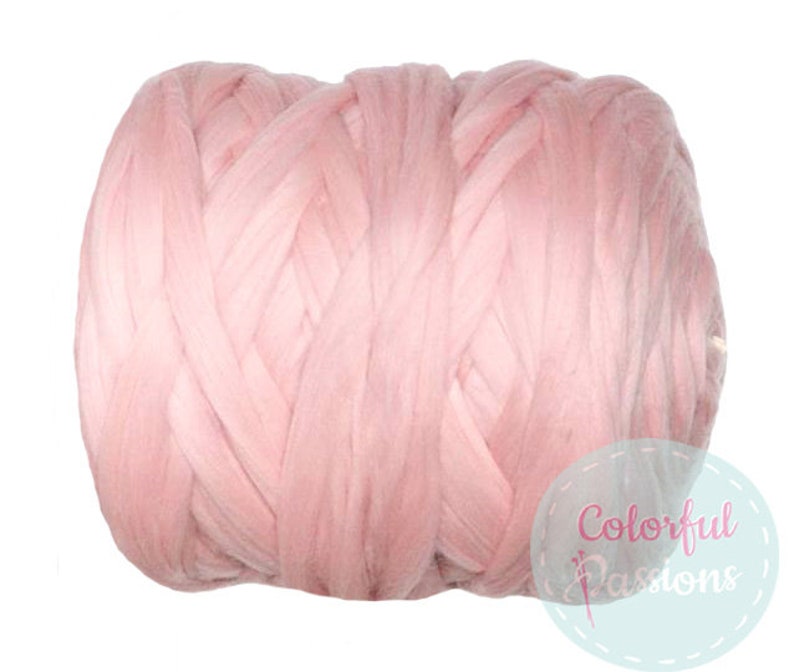Blush Pink Super chunky wool yarn for arm knitting giant yarn | Etsy