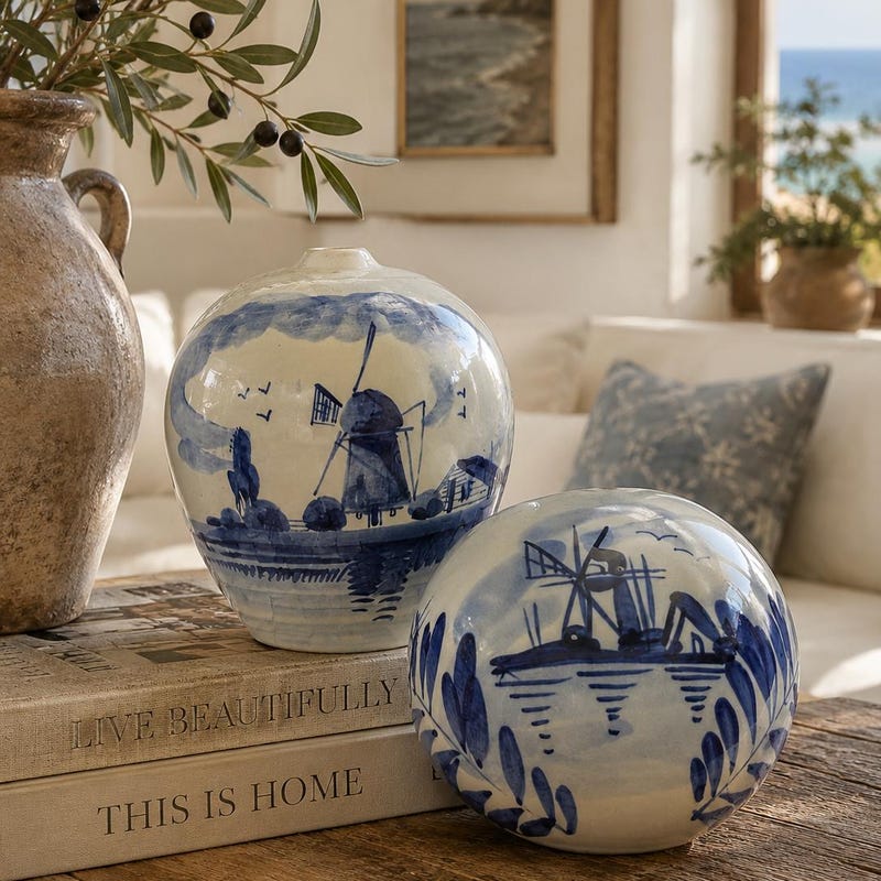 Vintage Delft Ceramic Vases - Etsy