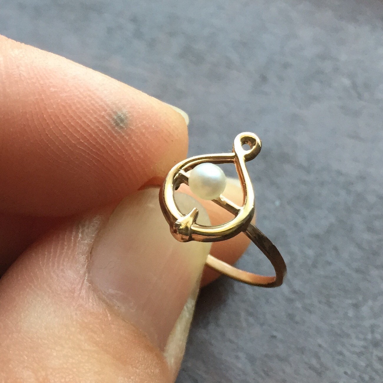 Pearl Drop Stick Pin Conversion Ring in 10kt Yellow Gold | Etsy